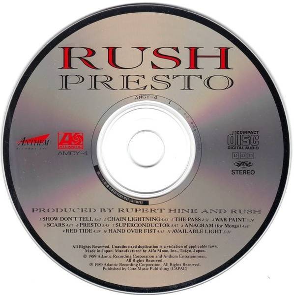 Rush Presto Vinyl Records and CDs For Sale | MusicStack