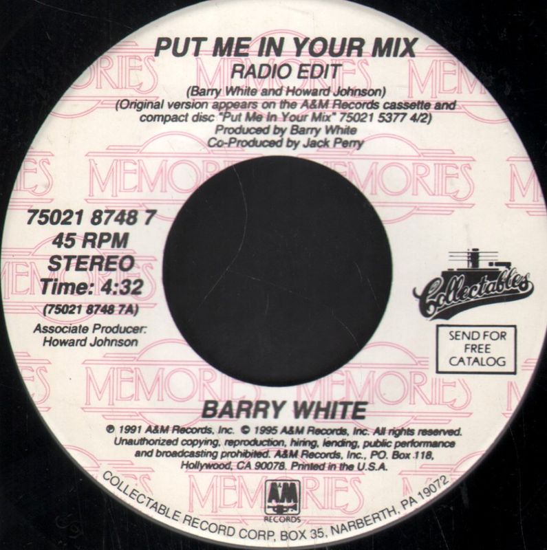 Barry White Put Me In Your Mix Vinyl Records and CDs For Sale | MusicStack
